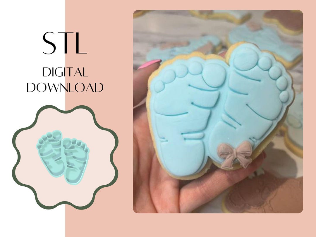 Baby Feet Cookie Cutter STL, STL File, Cookie Cutter, Cookie Embosser ...