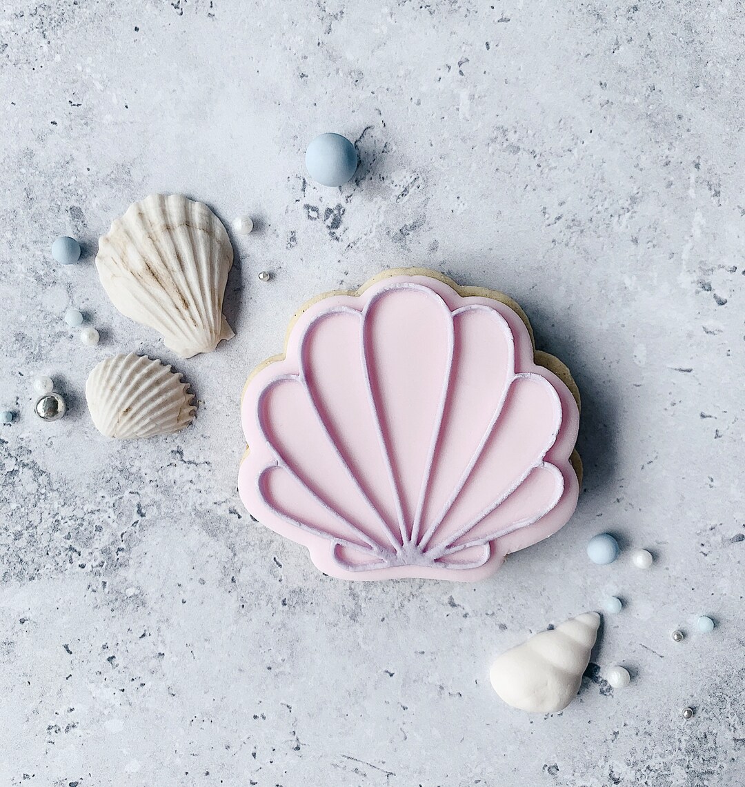 Shell Embosser and Cutter, Fondant Stamp, Cookie Stamp, Cupcake Stamp ...