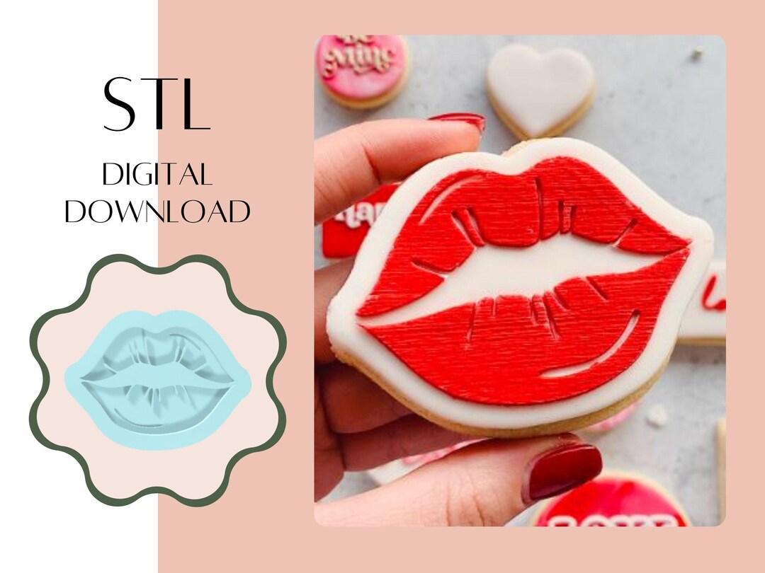 Lips Cookie Cutter STL, STL File, Cookie Cutter, Cookie Embosser, 3D ...