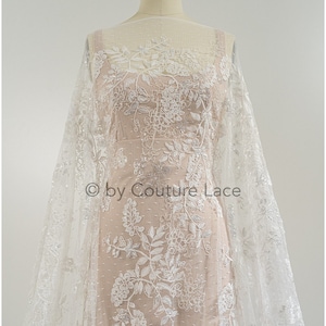 French Embroidered Lace Fabric With Floral Pattern/ Couture Lace Fabric ...