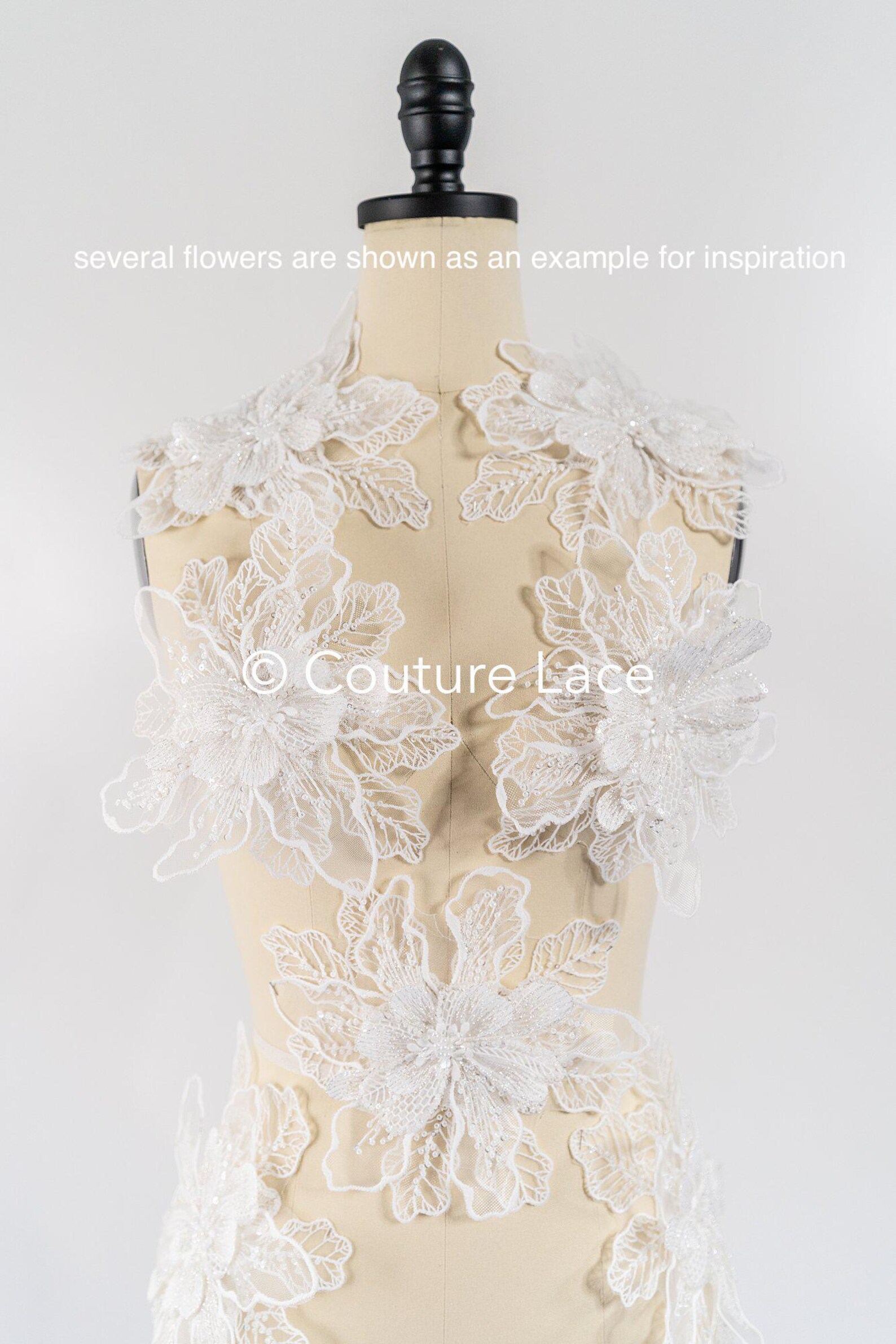 3D Lace Flower Applique: White Wedding Dress Embellishment - A24-395 - Etsy