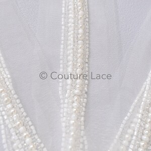 White Beaded Lace Trim/ Bridal Lace Trim With Beads & Pearls/ Bridal ...