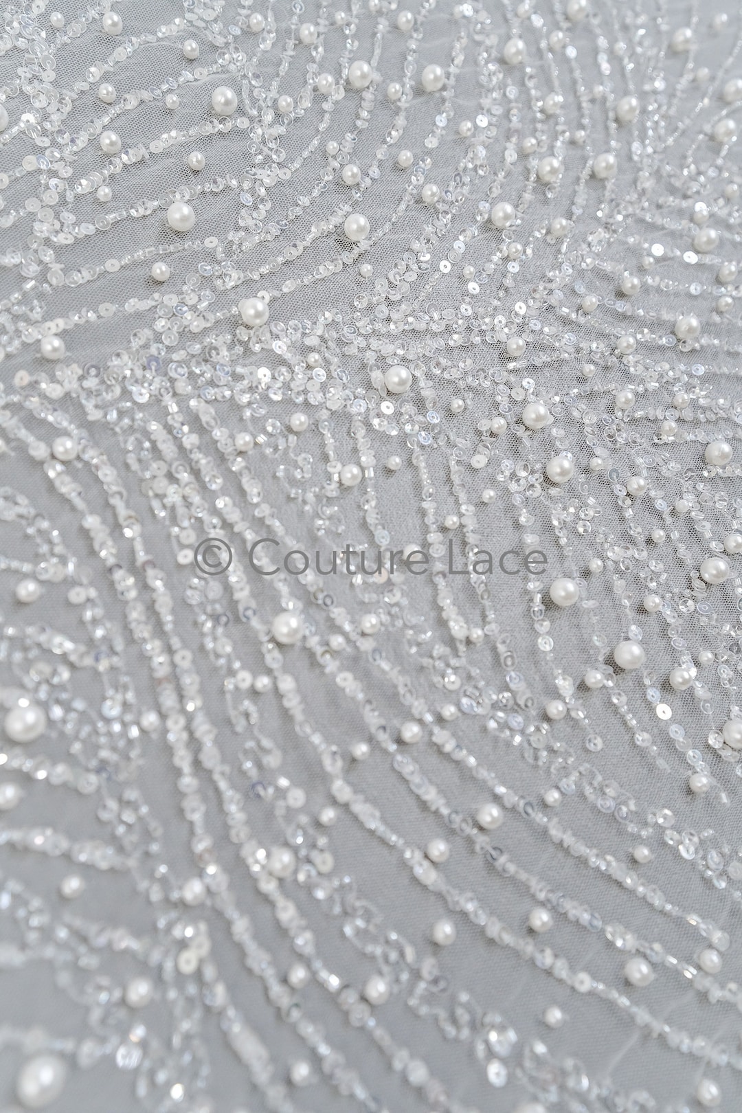 Beaded Bridal Fabric/ Handmade Bridal Fabric With Pearls/ Luxury Bridal ...