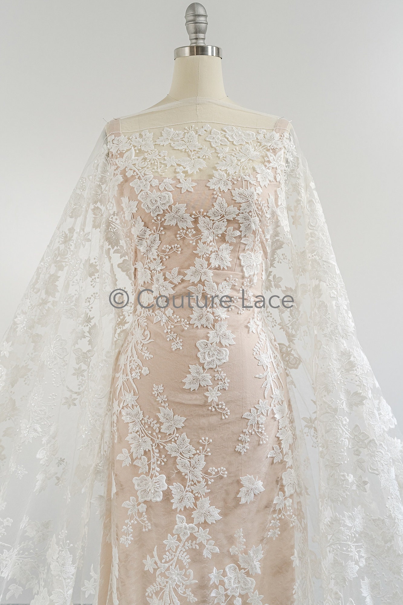 Floral Bridal Lace/ Bridal Lace Material/ Off-white Bridal Lace With ...