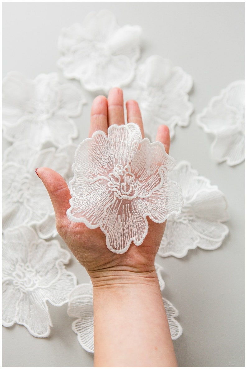 A17-157 // 10pc. Lace Flower Patch Sew on 3D Flower 3D - Etsy