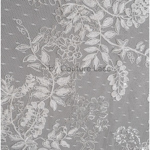 French Embroidered Lace Fabric With Floral Pattern/ Couture Lace Fabric ...