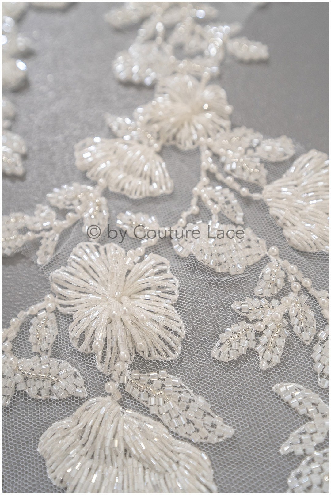 Heavy Beaded Flower Applique/ Beaded Bridal Patch/ Wedding Dress Lace ...