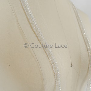 White Beaded Lace Trim/ Bridal Lace Trim With Beads & Pearls/ Bridal ...