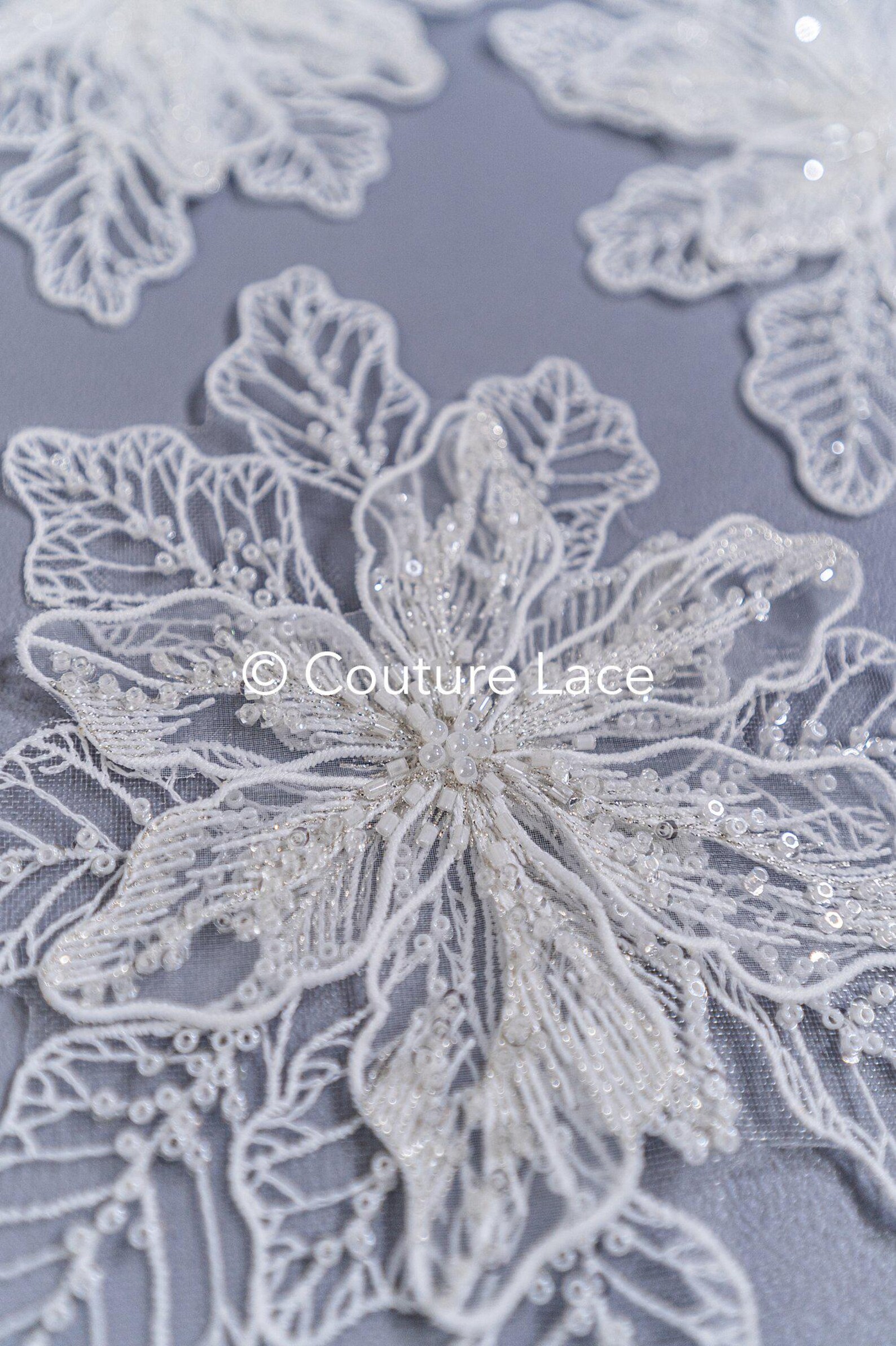 White Lace Flower Applique: 3D Wedding Dress Embellishment - Etsy