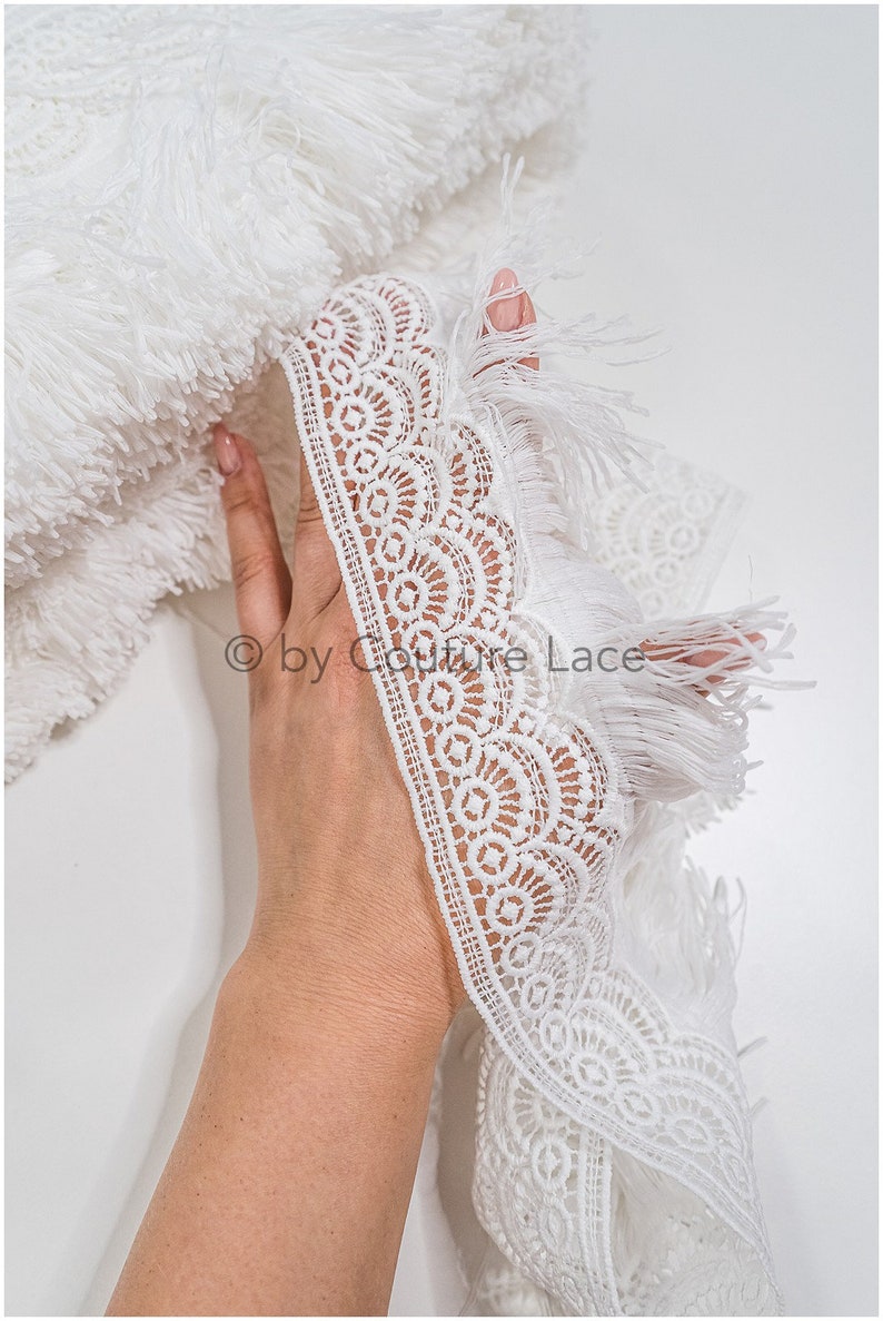 T20-112 // Fringe Crochet Lace Trim With Boho Pattern, Like Feather ...