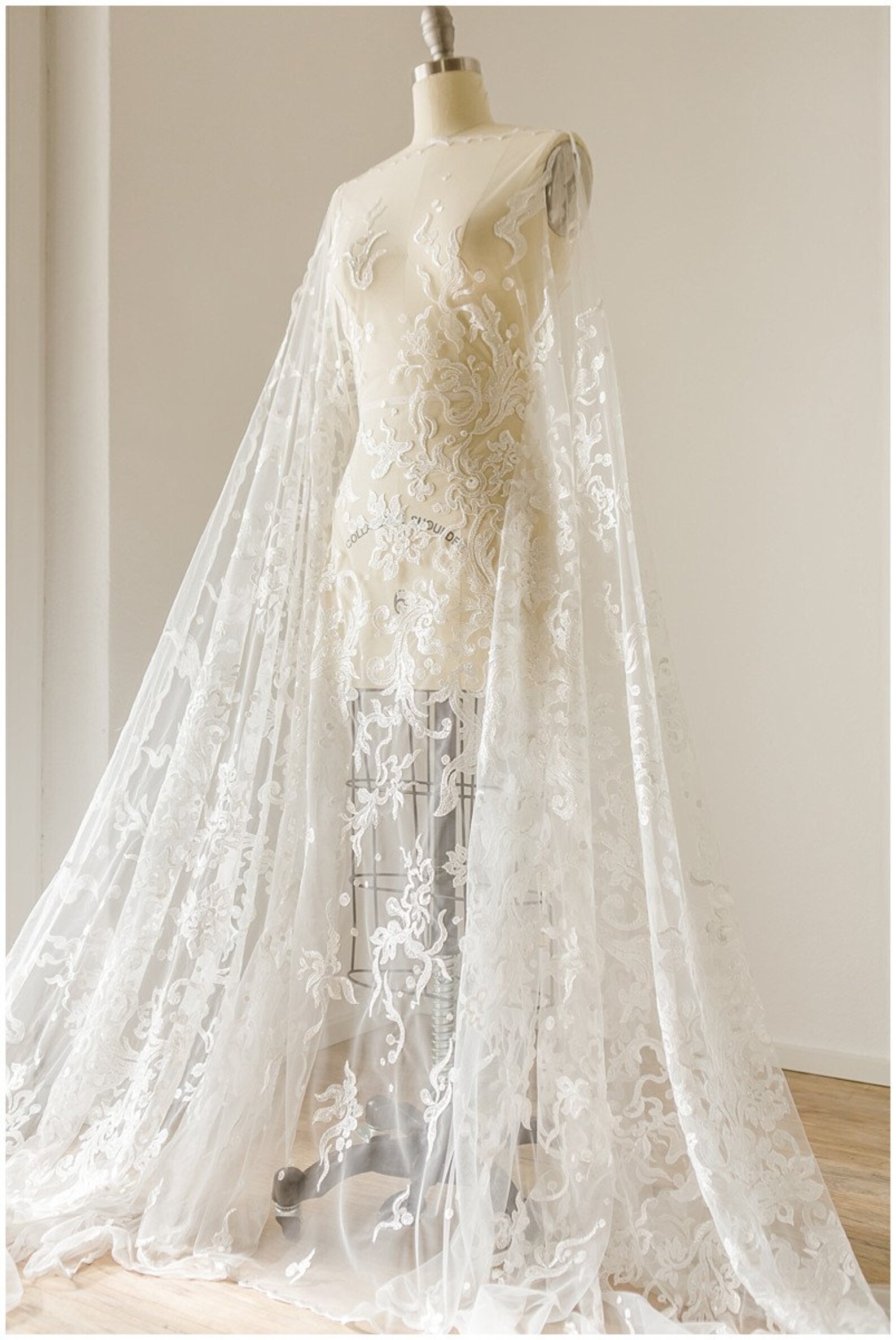 Floral Bridal Lace/ Bridal Lace Fabric With Sequins/ Off-white Bridal ...