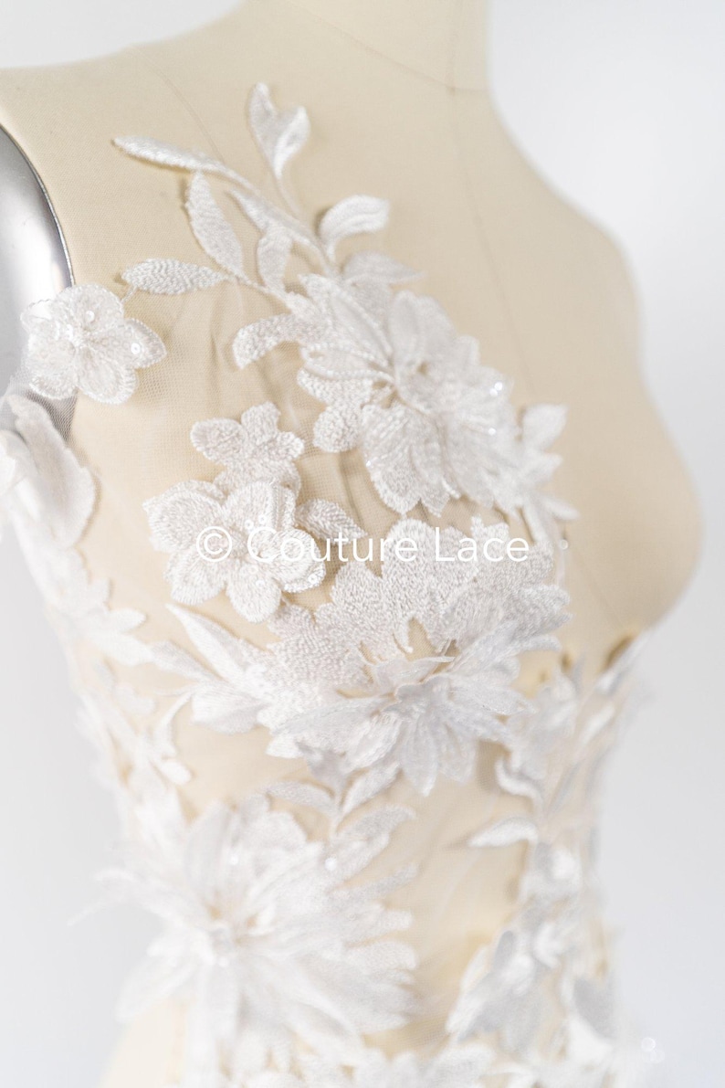 Elegant Bridal Lace Appliqué/ Unique Wedding Dress Embellishments for ...