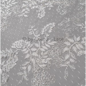 French Embroidered Lace Fabric With Floral Pattern/ Couture Lace Fabric ...