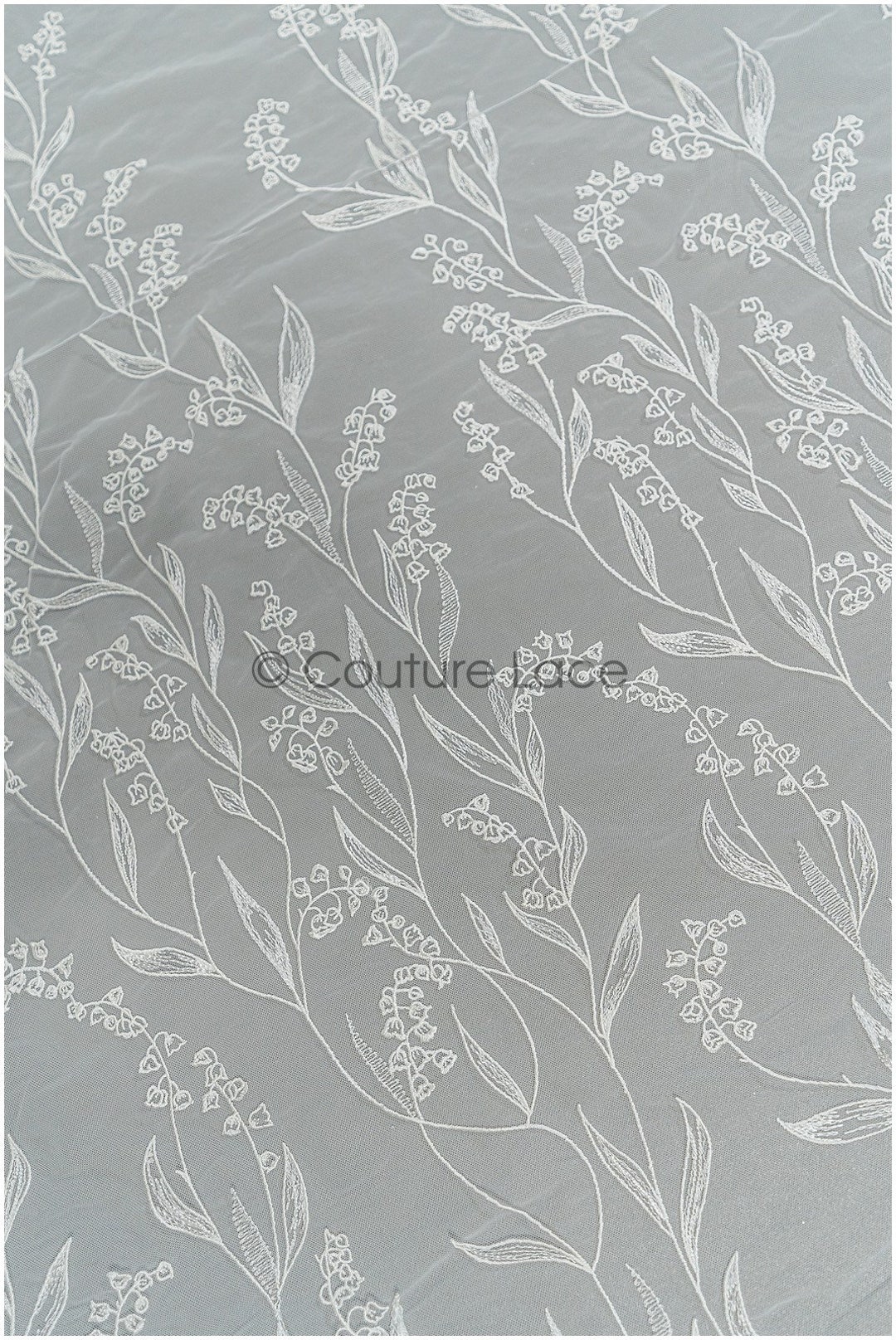 L21-077 // Lily of the Valley Lace Fabric, Embroidered Lily of the ...