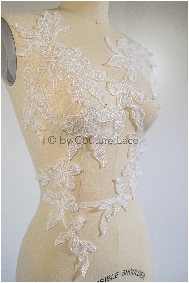 A20-194 // Romantic Leaf Patch, Flower Lace Applique, Lace Flower Patch ...