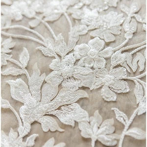 3D Embroidered Flower Lace Fabric, Bridal 3d Lace Fabric, Wedding Dress ...