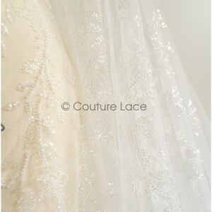 L22-468 // Beautiful Beaded Lace Fabric With Lines, Couture Lace Fabric ...