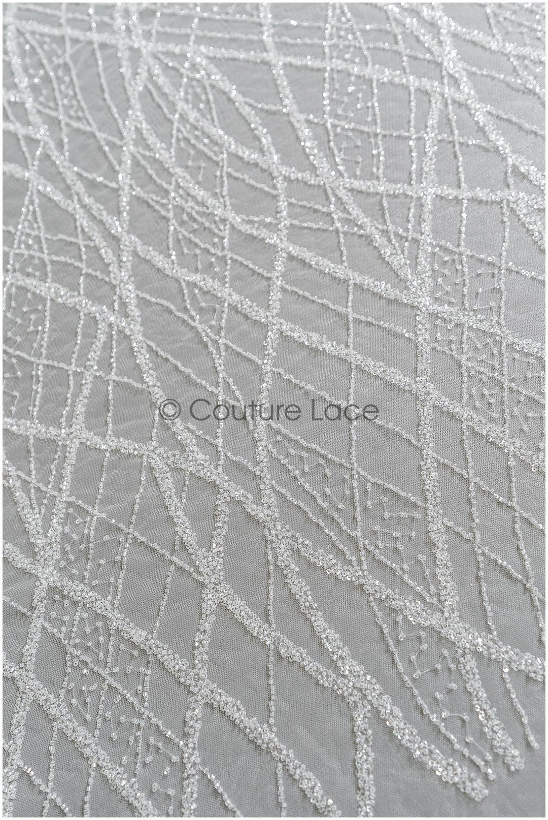 L22-480 // Heavy Beaded Lace Fabric With Lines, Couture Lace Fabric ...