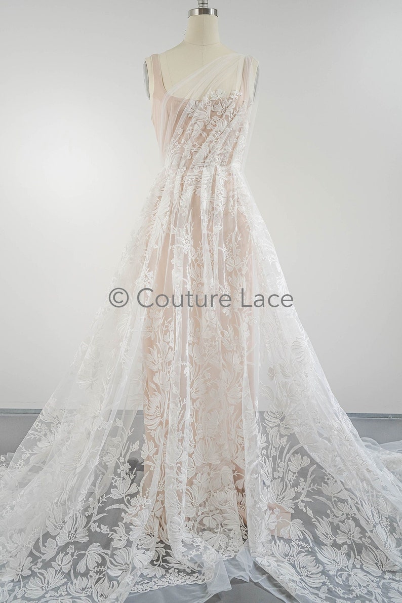 Floral Bridal Lace/ Bridal Lace Material/ Offwhite Bridal Lace/ Floral ...