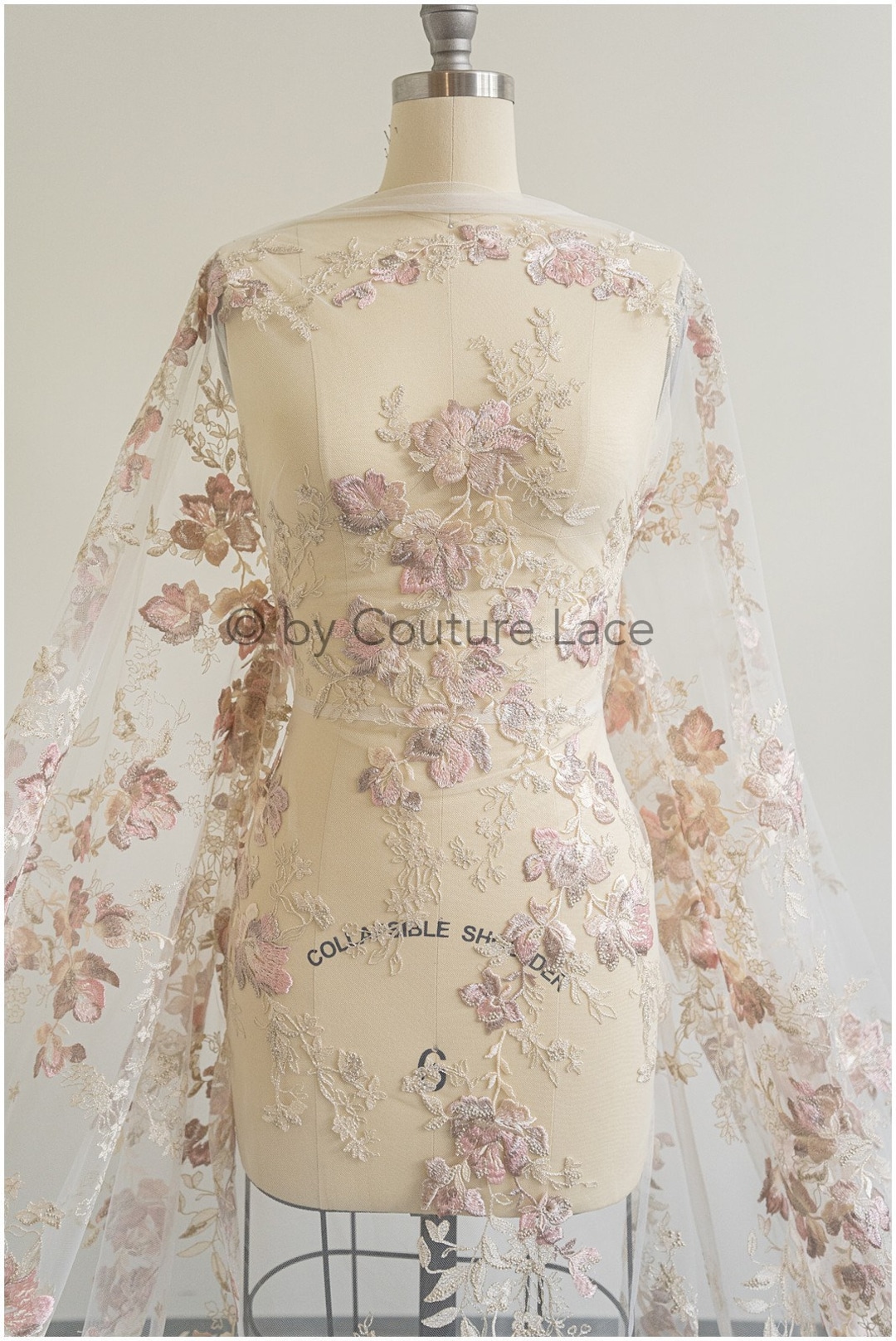 4-colored Floral Lace Fabric/ Romantic Pastel Lace/ Bridal Lace ...