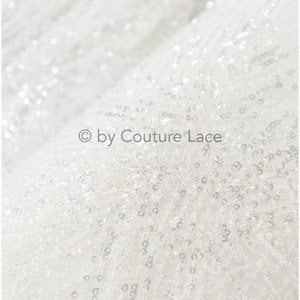 Sparkle Beaded Lace Fabric With Lines/ Couture Lace Fabric With Beads ...