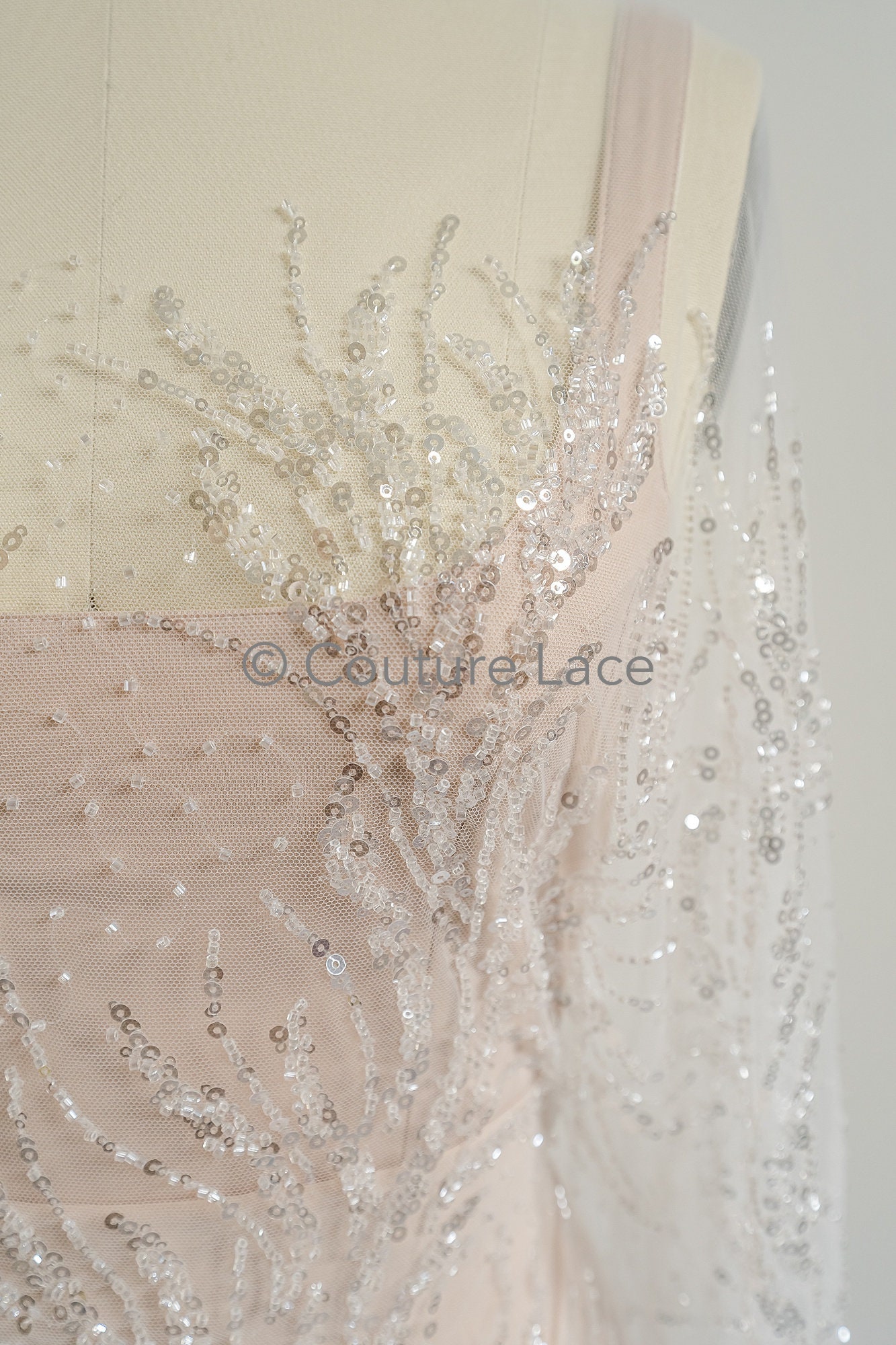 Beaded Lace Fabric/ Beaded Wedding Dress Lace/ Couture Lace Fabric ...