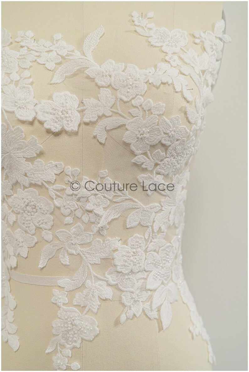 A21-236 // Beaded Lace Flower Patch, Flower Applique, Lace Flower Patch ...