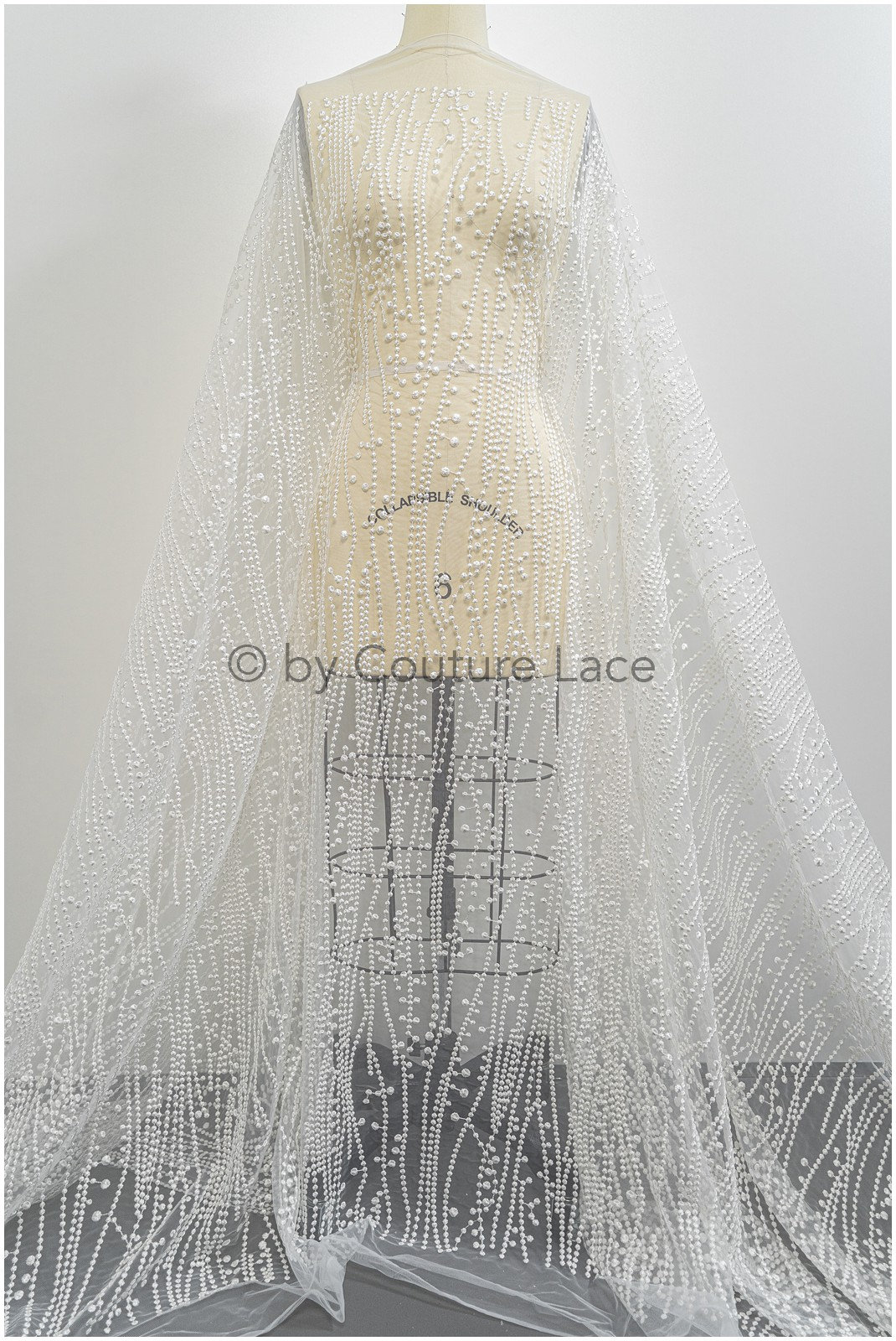 L20-379 //line and Dot Pattern Lace Fabric Wavy Bridal Lace - Etsy