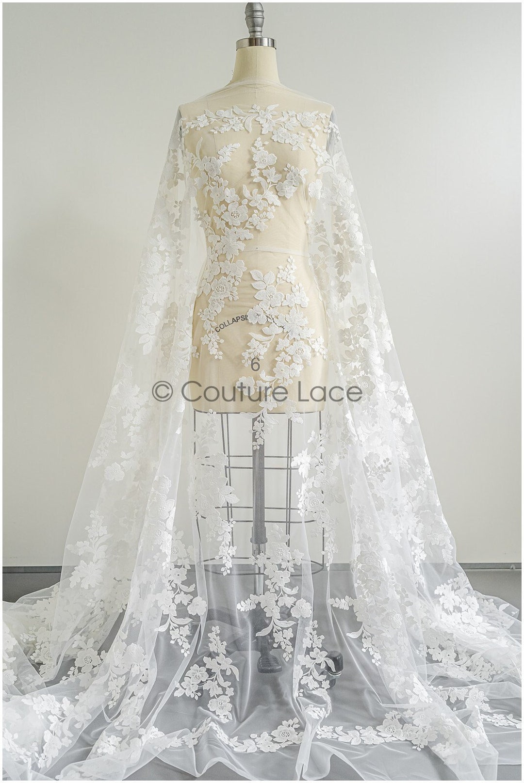 Beautiful Lace Fabric With Ornate Pattern on Dot Tulle Base/ Couture ...