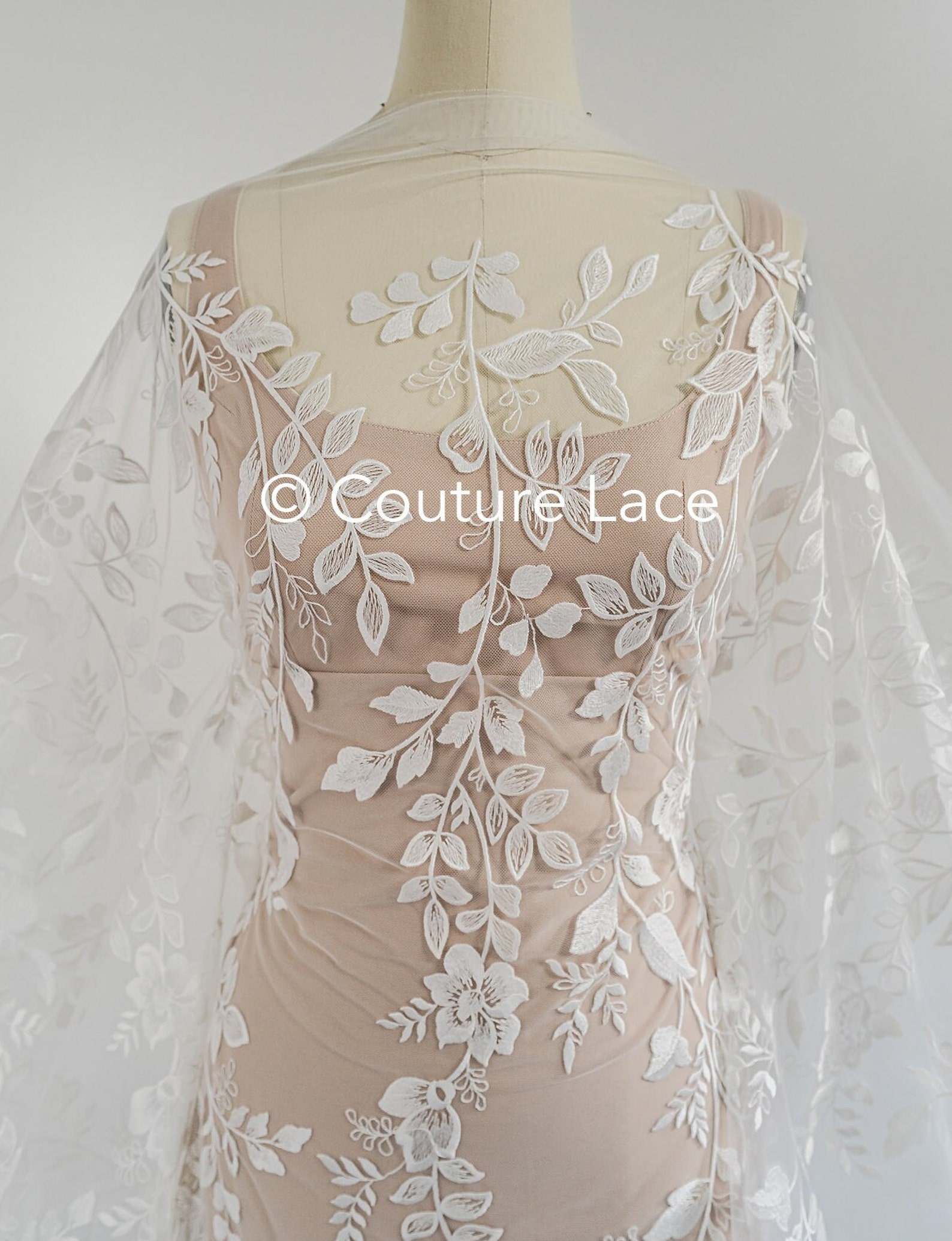 Floral Bridal Lace/ Bridal Lace Material/ Offwhite Bridal Lace/ Floral ...