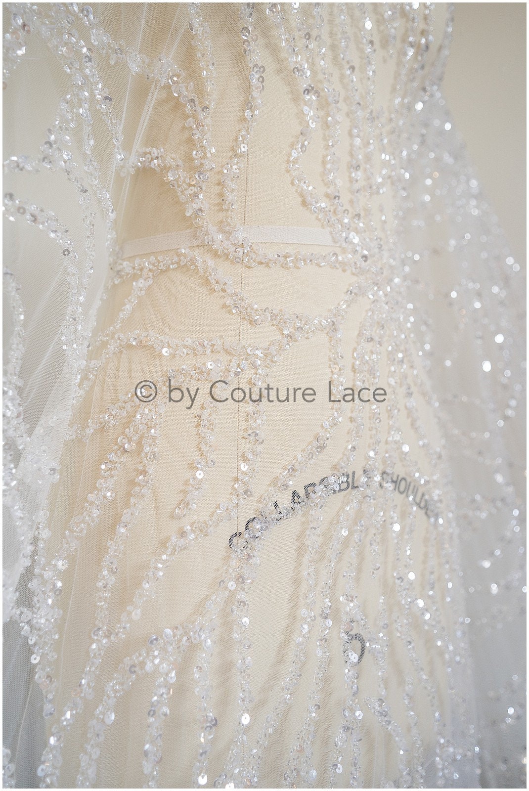 Beaded Lace Fabric/ Beaded Wedding Dress Lace/ Couture Lace Fabric ...