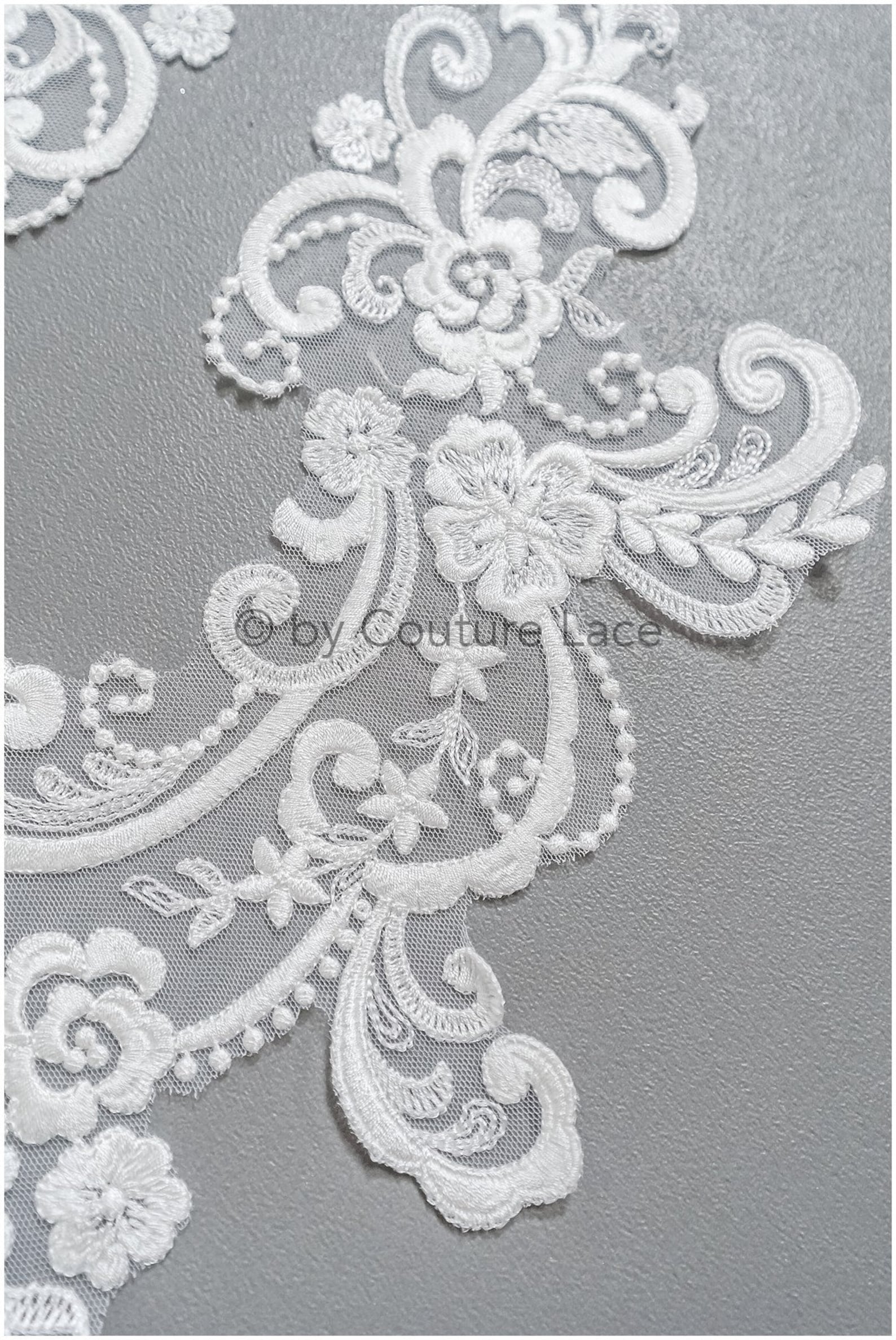 A23-285// Romantic Ornate Lace Patch/ Off-white Ornament Flower ...