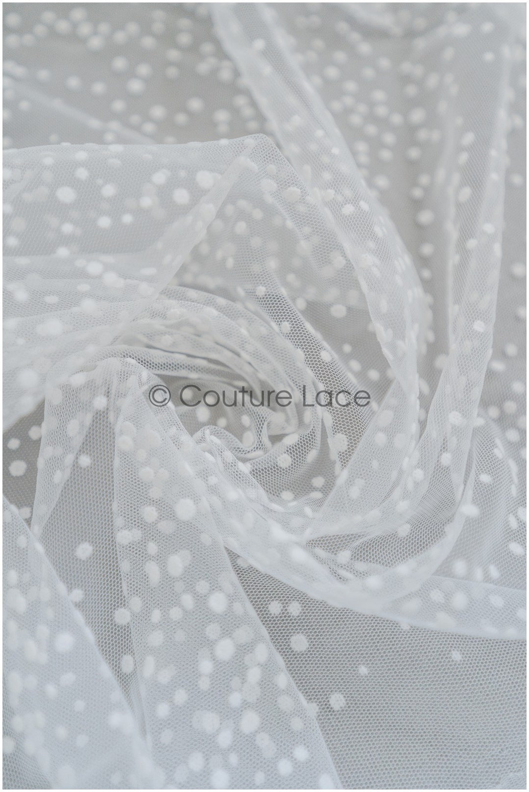 R-177-W // Very Soft Flock Polka Dot Tulle, Flock Tulle With Dots ...