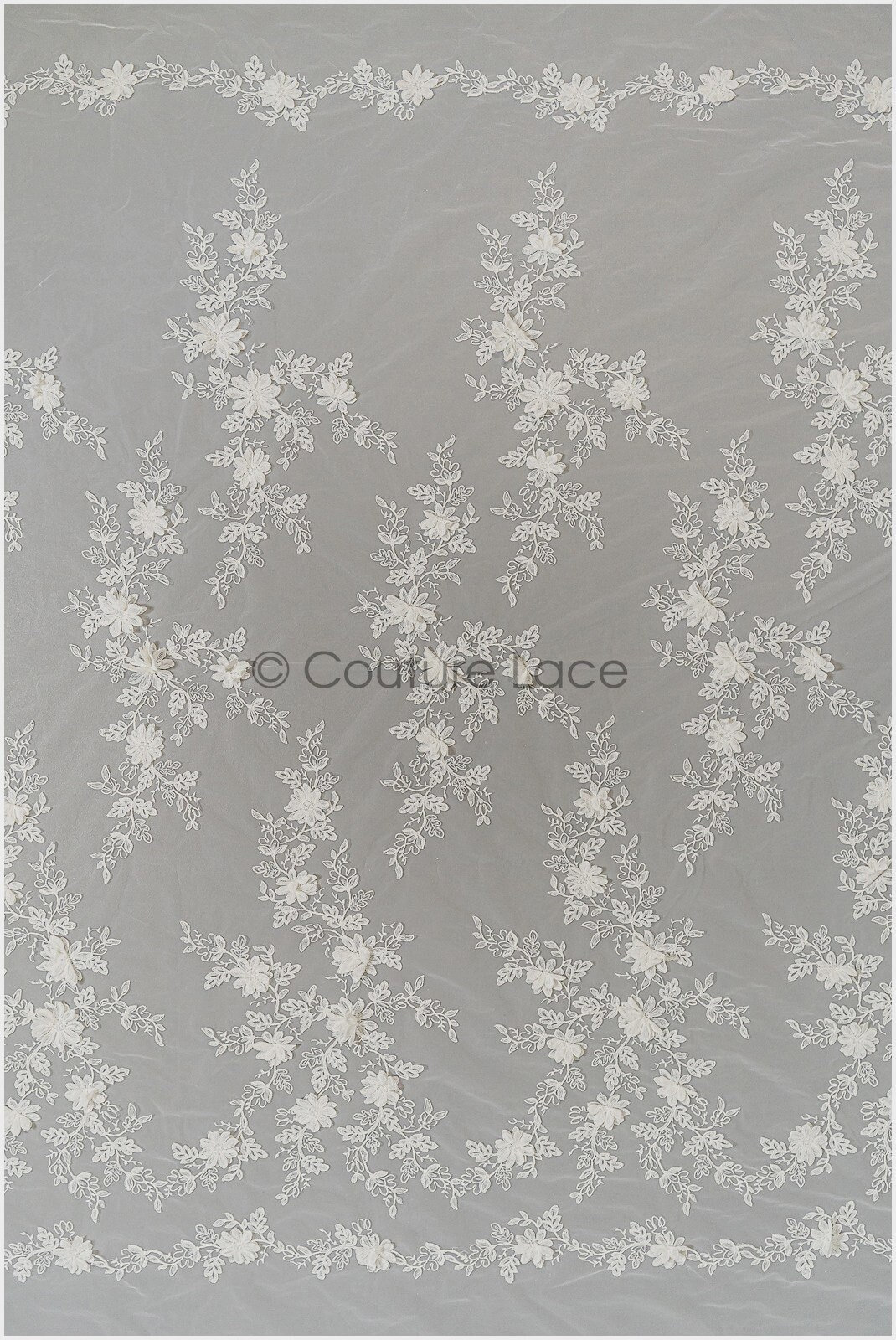 3D Flower Lace Fabric/ Bridal French Lace Fabric/ Romantic Floral Lace ...