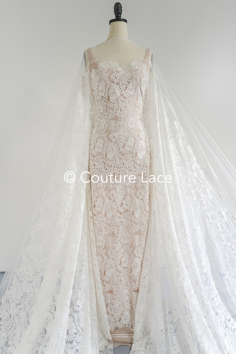 Floral Bridal Lace/ Bridal Lace Material/ Off-white Bridal Lace/ Floral ...