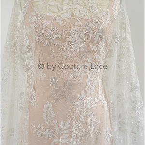 French Embroidered Lace Fabric With Floral Pattern/ Couture Lace Fabric ...