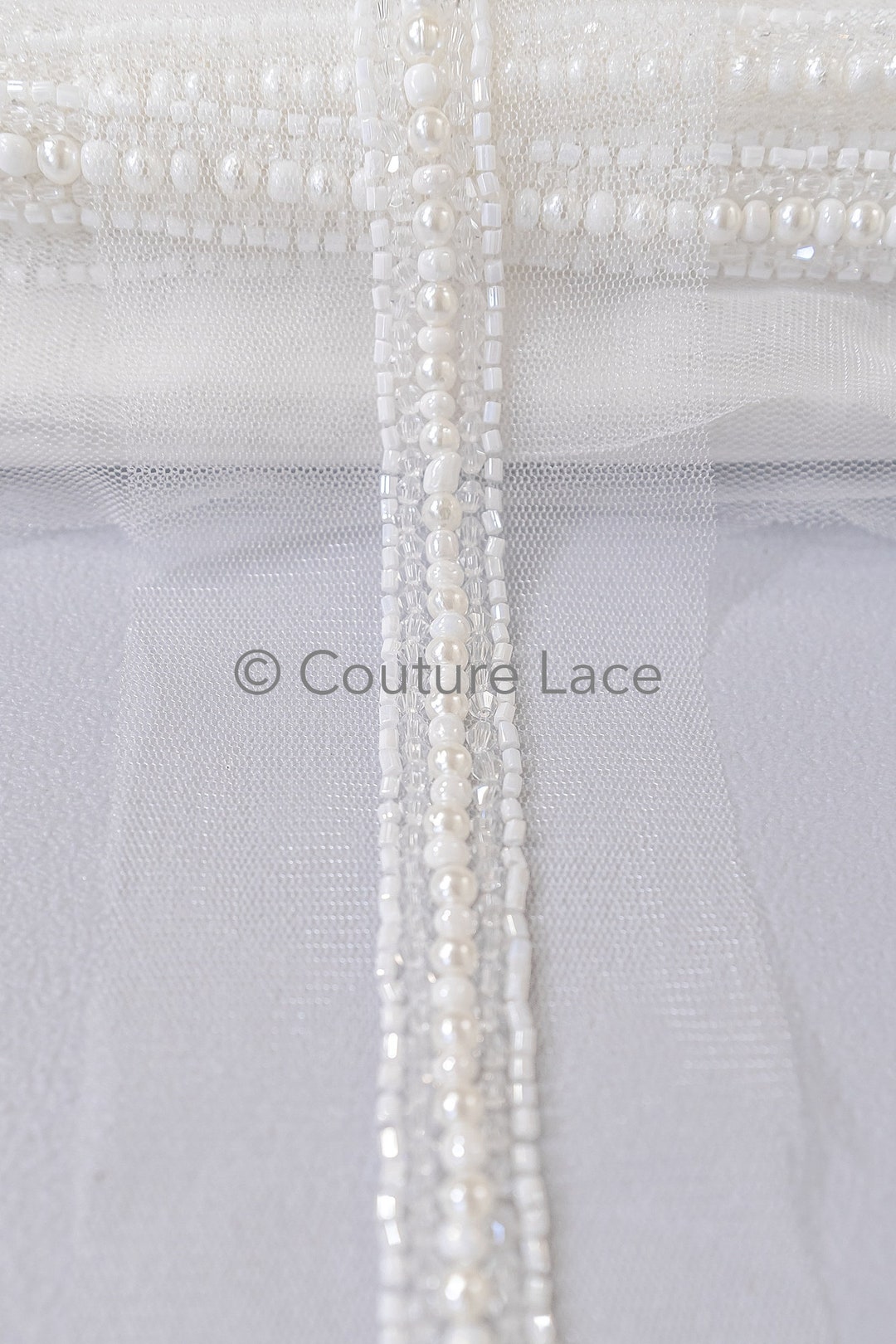 White Beaded Lace Trim/ Bridal Lace Trim With Beads & Pearls/ Bridal ...