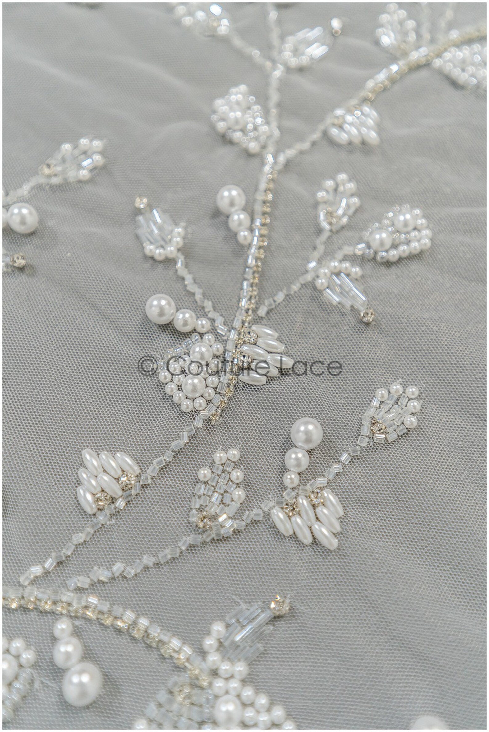 Beaded Lace Fabric/ Beaded Wedding Dress Lace/ White Couture Lace ...