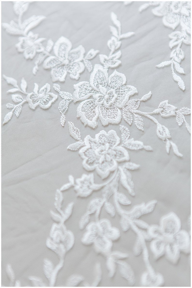 L17-149 // Flower Design Lace Fabric, Bridal Flower Lace, Wedding Dress ...