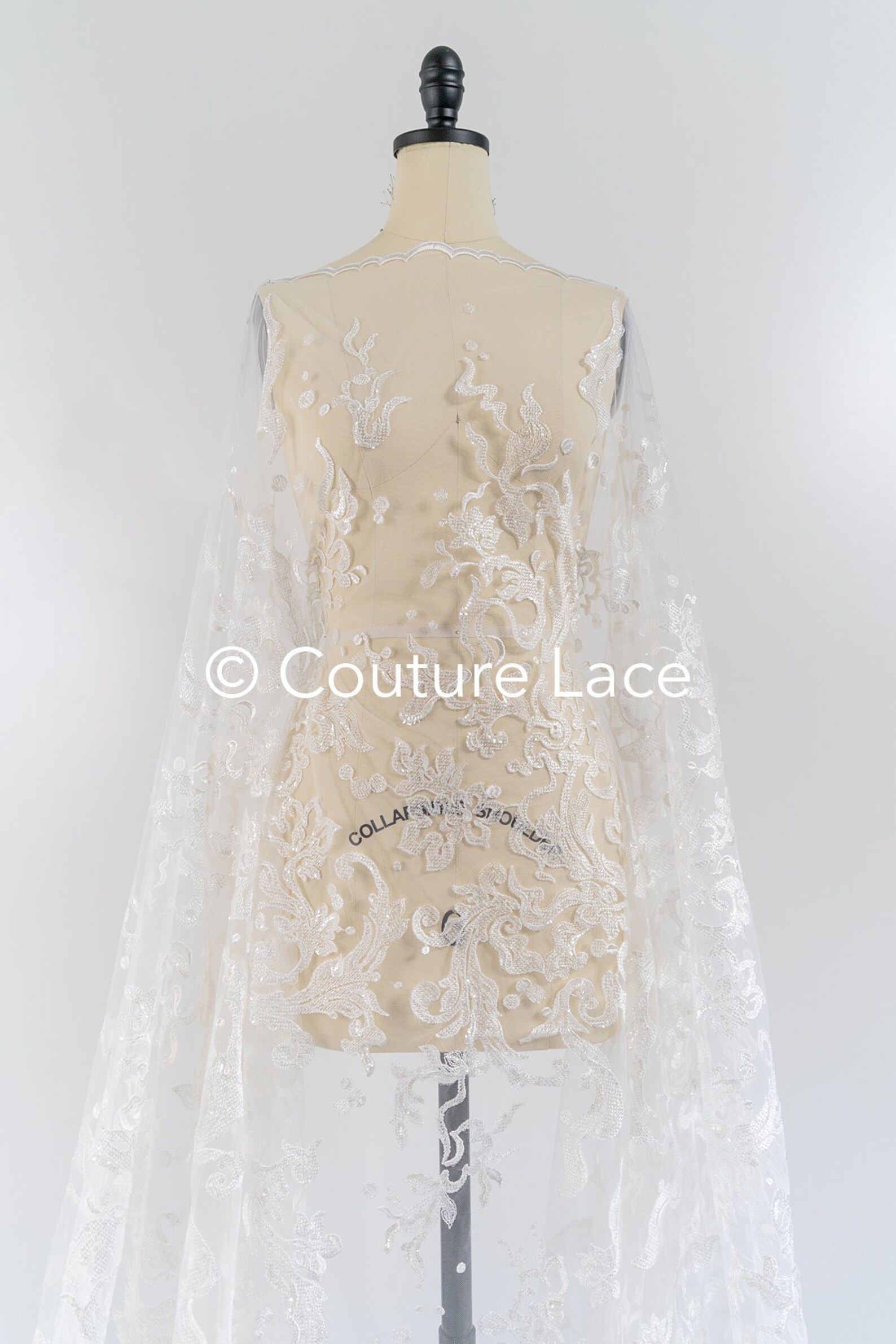Floral Bridal Lace/ Bridal Lace Fabric With Sequins/ Off-white Bridal ...