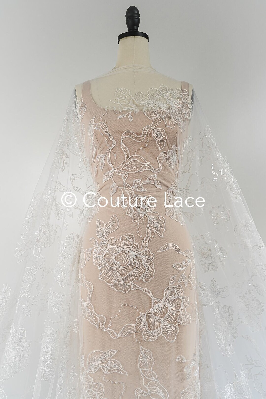 Floral Bridal Lace/ Bridal Lace Material/ Off-white Bridal Lace/ Floral ...