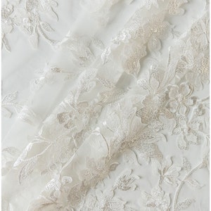 3D Embroidered Flower Lace Fabric, Bridal 3d Lace Fabric, Wedding Dress ...
