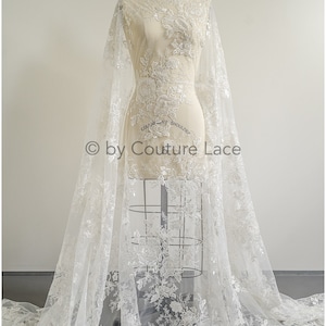Beautiful Beaded Floral Lace Fabric/ Bridal Couture Lace Fabric With ...
