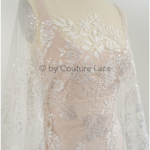 French Embroidered Lace Fabric With Floral Pattern/ Couture Lace Fabric ...