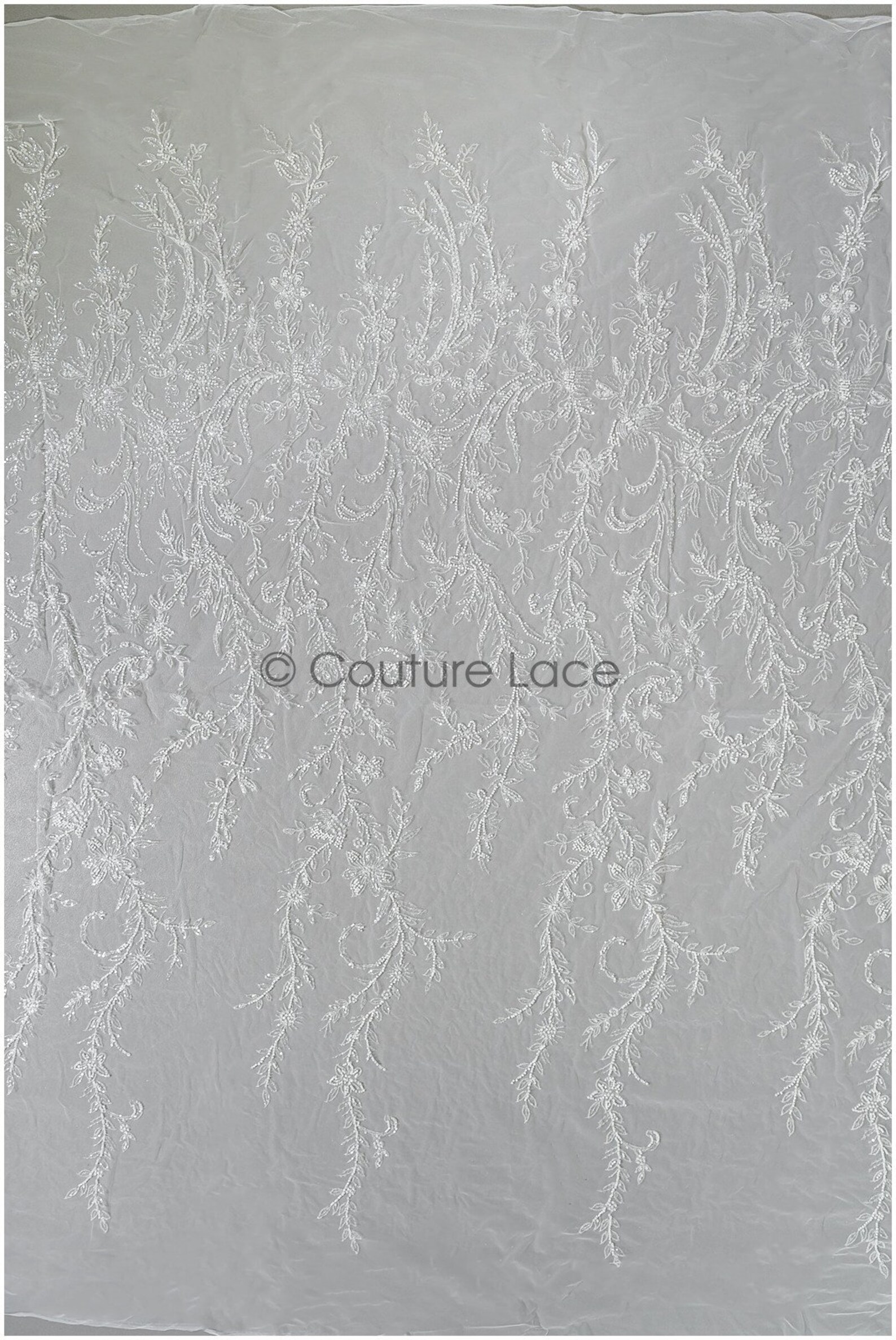 L22-468 // Beautiful Beaded Lace Fabric With Lines, Couture Lace Fabric ...