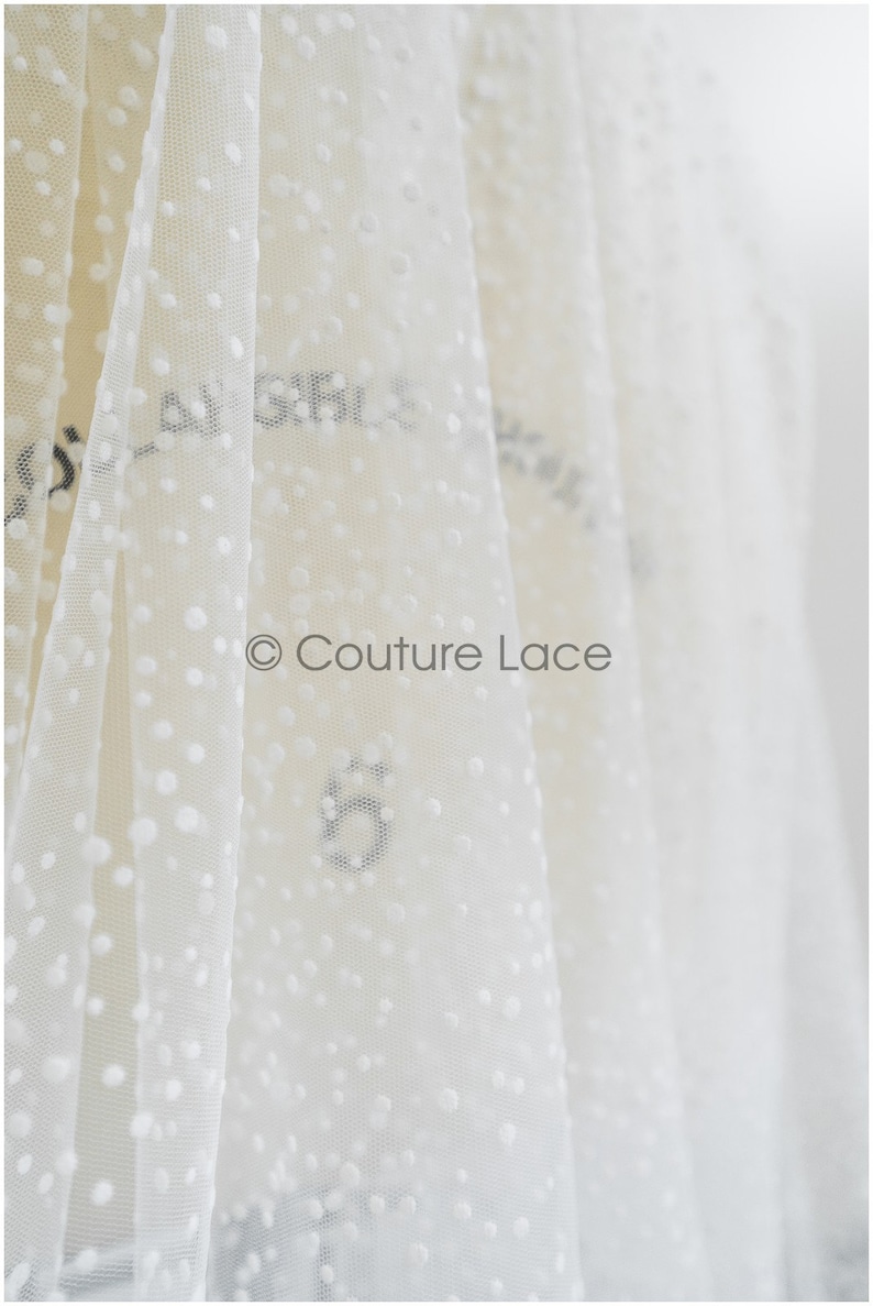 R-177-W // Very Soft Flock Polka Dot Tulle, Flock Tulle With Dots ...