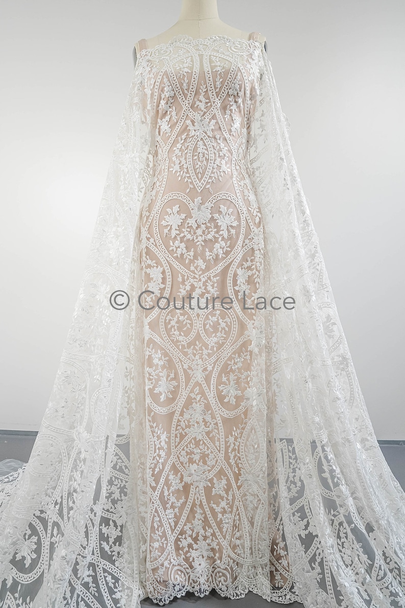 Floral Bridal Lace/ Bridal Lace Material/ Offwhite Bridal Lace/ Floral ...