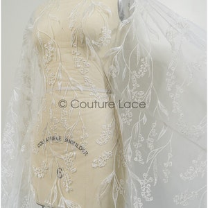 L21-077 // Lily of the Valley Lace Fabric, Embroidered Lily of the ...