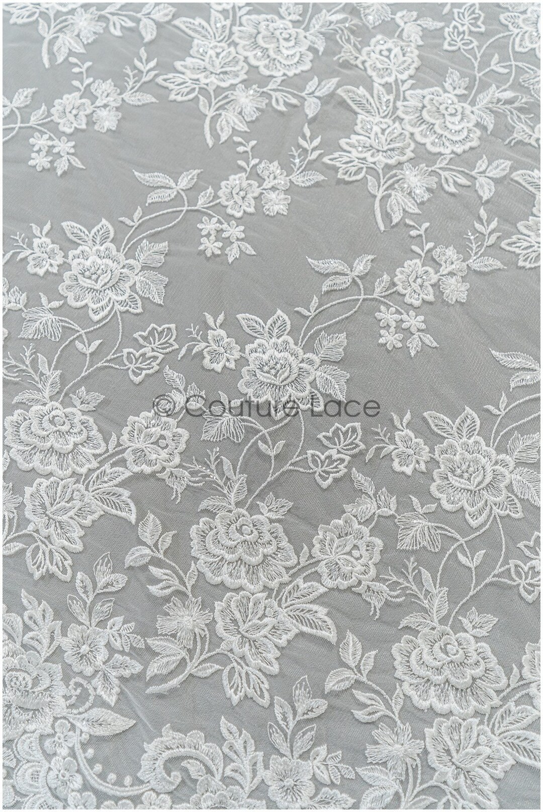 L21-098N // Floral Lace Fabric, Rose Bridal Lace Fabric, Blossom Bridal ...