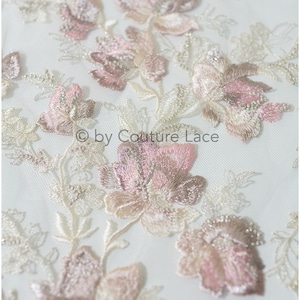 4-colored Floral Lace Fabric/ Romantic Pastel Lace/ Bridal Lace ...